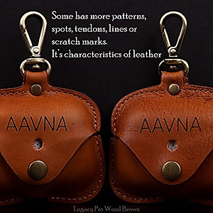 AAVNA Airpods Pro Leather Case with Strap Genuine Leather Portable Protective Case with Button Lock Compatible with Airpods Pro, Airpods Pro 2 - Legacy Pro (Wood Brown)