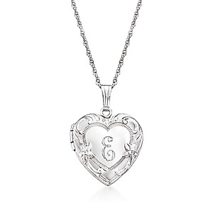 Ross-Simons Single-Initial - Sterling Silver Heart Locket Necklace. 18 inches