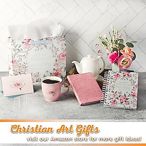 Christian Art Gifts Large Landscape Gift Bag for Moms w/Greeting Card & Tissue Paper Set: More Precious Than Rubies - Prov. 3:15 Inspirational Bible Verse for Mother's Day, Birthdays, Blue/Pink, Large