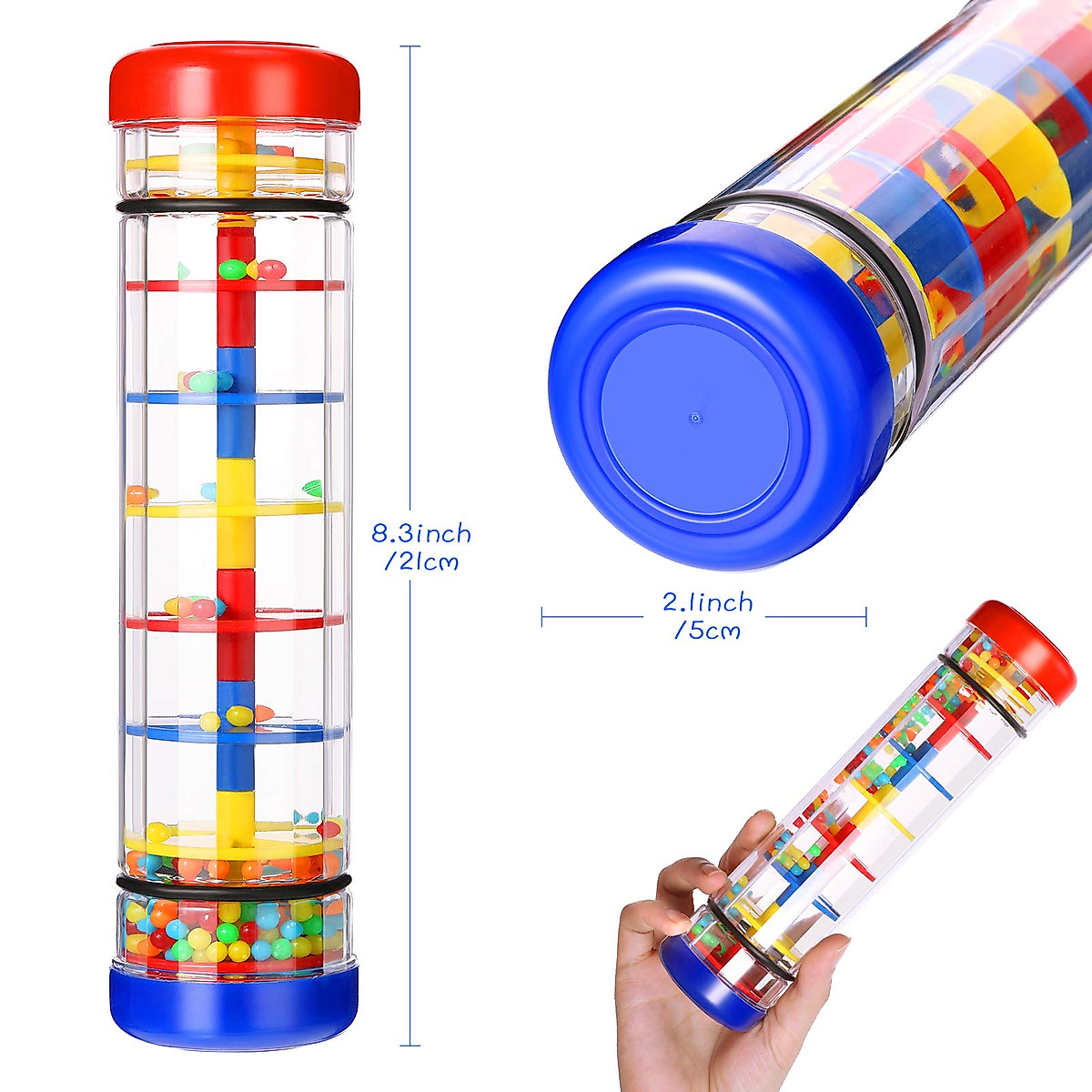 Skylety 8.3 Inch Rain Stick Rainmaker for Baby Toddler Rattle Tube Shaker Sensory Auditory Musical Instrument Plastic Rainstick Toy for Boys and Girls