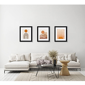 ELSKER&HOME 16x20 Picture Frame,Photos 11x14 with mat or 16 x 20 without Mat,Black Poster Frame Set of 3, Include 3 Wall Art Prints, Horizontal and Vertical Wall Mounting