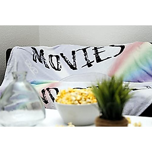 47 Inch Blanket - Movies and Chill DVD - Soft Flannel Round Blanket for Bedding, Crib, Sofa, Outdoors - Retro Novelty Funny Throw Blanket Gift for Kids and Adults - 285 GSM Fluffy Warm Deco Blanket