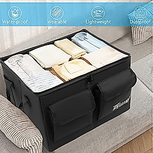 ITHWIU Shoe Storage Organizer for 16 Pairs of Shoes with Transparent Cover & Adjustable Dividers for Shoes, Blankets, Handbags, Linen, Clothing, Black