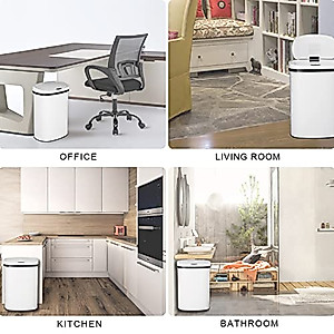 Trash Can 13 Gallon, Automatic Waste Bin Touchless Infrared Motion Sensor, Stainless Steel Base Anti-Fingerprint Mute Designed, Kitchen Garbage Can 50 Liter for Office Bedroom Office Living Room