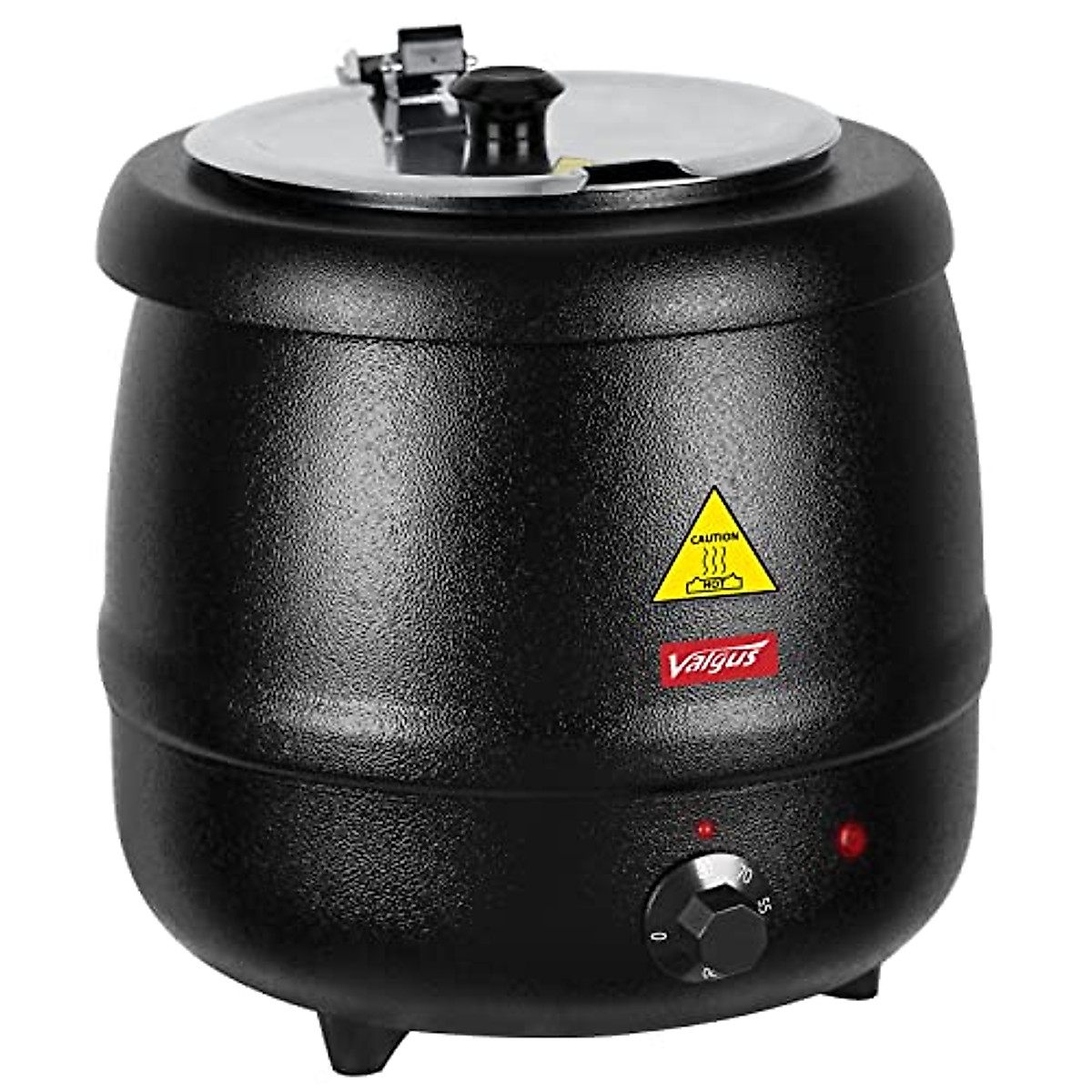 Valgus Commercial Grade 10.5QT Soup Kettle Warmer with Stainless Steel Hinged Lid, Detachable Pot,Temperature Control Knob for Big Family Gathering and Restaurant, Black