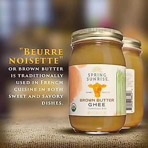 Spring Sunrise Brown Butter Ghee - Grass Fed Butter - Ghee Butter Organic Grass Fed - Ghee Clarified Butter - Ghee Butter - Ghee Organic - Grass Fed Ghee - Organic Ghee From Grass-fed Cows
