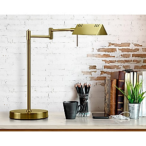 O'Bright LED Pharmacy Table Lamp, Full Range Dimming, 12W LED, 360 Degree Swing Arms, Desk, Reading, Craft, Work Lamp, ETL Tested, Antique Brass (Gold)