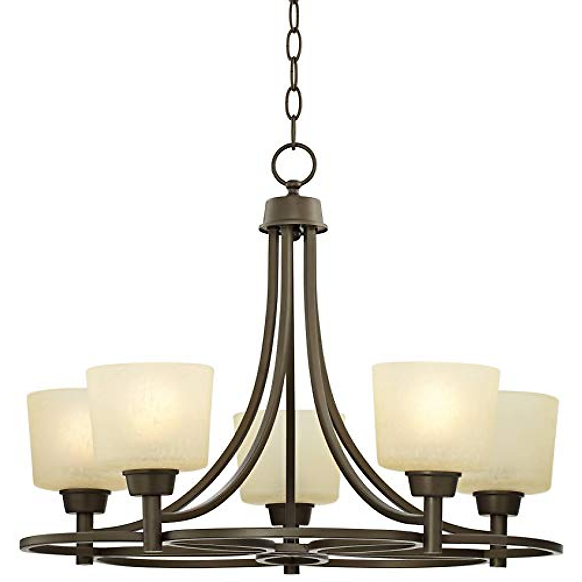 Regency Hill Whitfield Oil Rubbed Bronze Chandelier Lighting 23" Wide Farmhouse Rustic Glass Shades 5-Light Fixture for Dining Room Living House Home Foyer Kitchen Island Entryway Bedroom