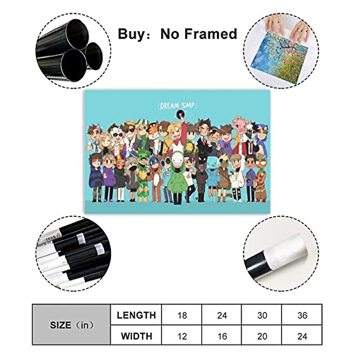 Posters Painting Anime Posters Game Dream SMP Poster Canvas Poster Bedroom Decor Office Room Decor Gift 08x12inch(20x30cm) Unframe-Style