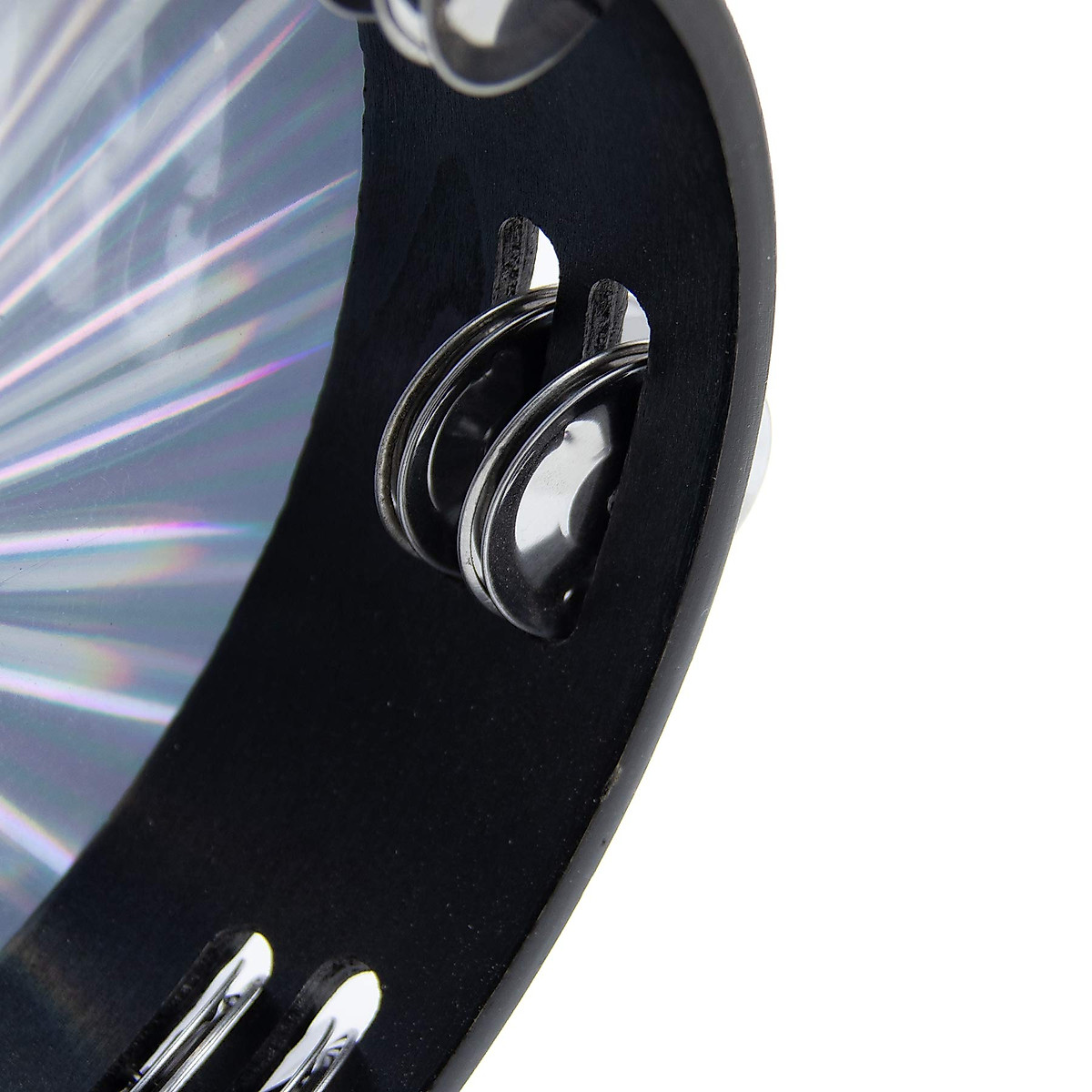 AUEAR, Double Row Jingles Handheld Tambourine Creative Wooden Drum for Adults Percussion Musical Educational Toy Party Game Church (1-Pack, 8 Inch, Reflective)