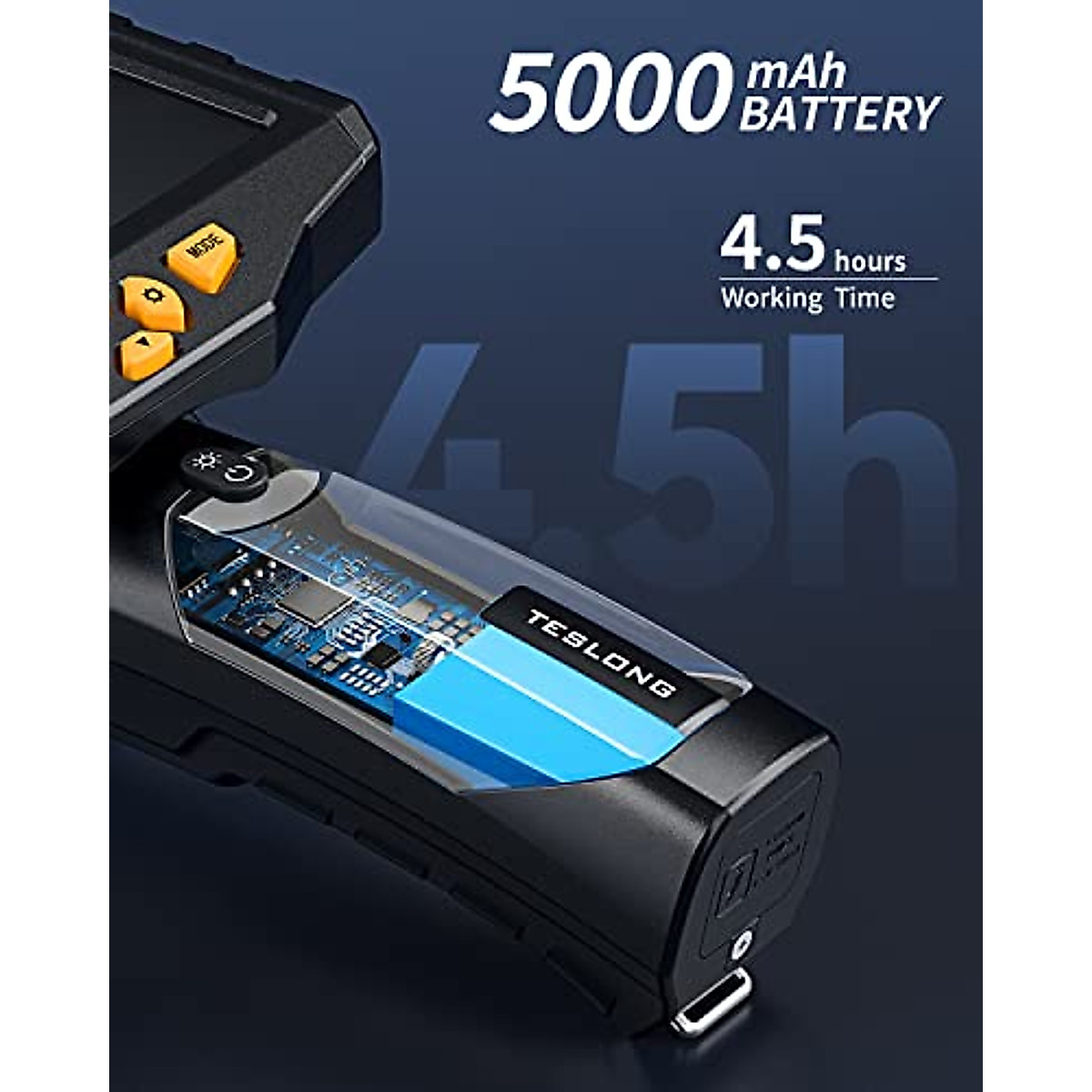 Triple Lens Borescope Inspection Camera, Teslong Professional Endoscope with Light, Digital Video Scope Camera, 5" IPS Screen, Waterproof Flexible Cable for Automotive/Home/Wall/Pipe/Car (16.4ft)