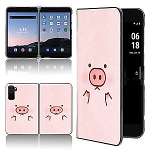 Case for Microsoft Surface Duo 2, BEOTIWAD Shockproof Non-Slip Hard PC Thin Protective Cover for Microsoft Surface Duo 2, Cute Pink Pig