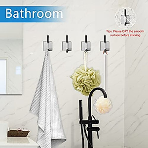 SJSJsuit Towel Hooks, Shower Door Wall Hooks for Hanging Loofah - Closet Coat Hook Towel Hanger Holder for Bathroom Wall Mounted - Command Stocking Strips Stick Hooks with 3 M Self Adhesive Heavy Duty
