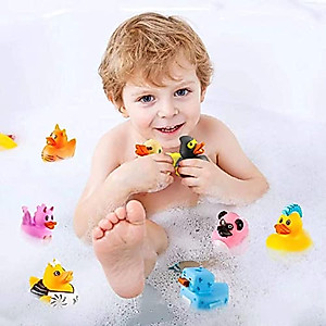 35Pack Rubber Ducks in Bulk Bath Toys for Kids-Assortment Duckies for Jeeps-Floater Ducks Baby Bath Time Showers Accessories, Birthday Gifts Party Favors