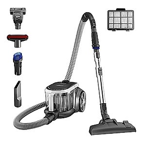 EUREKA NEN180 Bagless Canister Vacuum Cleaner Lightweight Vac for Carpets and Hard Floors, Silver with Black