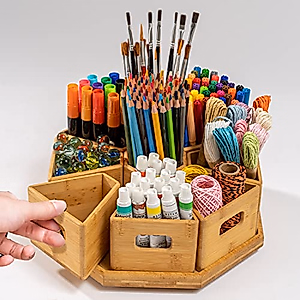 TEYGA Craftly Bamboo Art Supply Organizer - Indestructible Marker Organizer and Craft Storage For Fun Family Memories - Art Storage Organizer and Marker Holder For Craft Organizers and Storage