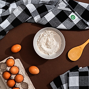 Black and White Buffalo Plaid Kitchen Towels - Set of 6 Highly Absorbent, 100% Cotton, Lint-Free Kitchen Towels with Hanging Loop - Use as Kitchen Towels, Hand Towels, or Dish Towels (6 Pack)