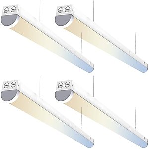 40W LED Linear Strip Light, 4FT LED Shop Light,5200LM 3 Color Selectable 3500K/4000K/5000K, 0-10V Dimmable Commercial Shop Lights Fixtures for Workshop,Garage,Office, DLC & ETL Listed 4-Pack