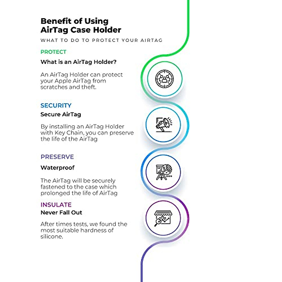 Apple AirTag Holder Keychain Apple AIR TAG NOT Included Air tag Case Waterproof Key Ring - Airtag Holder 4 Pack - Airtag Case - GPS Finder.