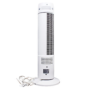 Mainstay FZ10-19MW 28 Inch 3 Speed Compact Oscillating Tower Fan with Auto Shutoff, White (Renewed) (White)