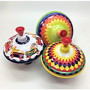Classic Choral Multicolor Spinning Tin Top Toy from KsmToys The Funny Buzzing Multitaonal Hum Gets Louder As The Top Spins Faster, 9x9x9 Ages 18 m+