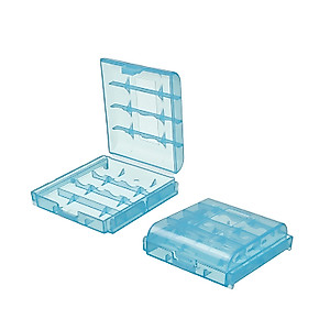 Bettomshin 4 x AA/AAA Battery Storage Case Holder Organizer Box Blue 10Pcs