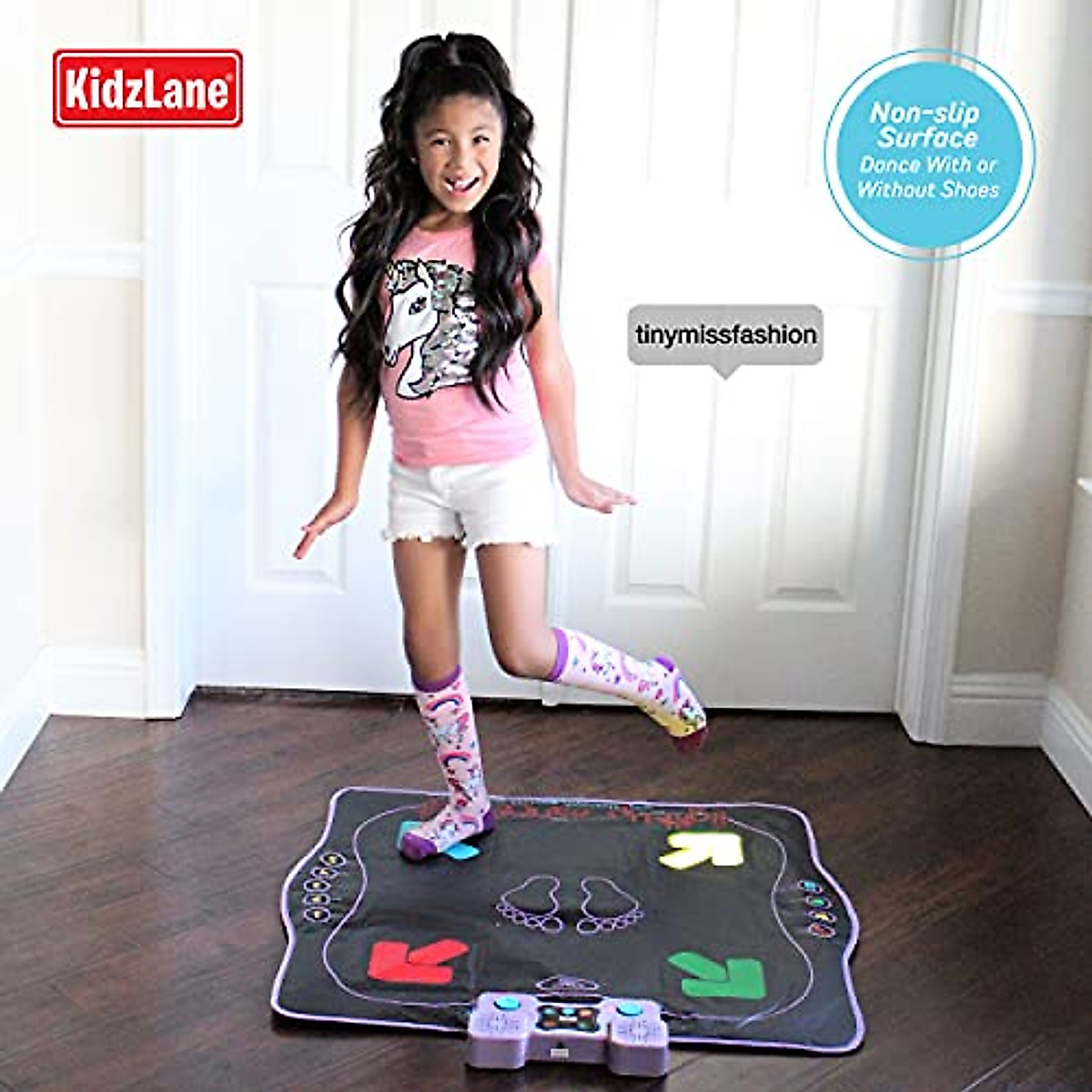 Kidzlane Light Up Dance Mat for Kids | Wireless Dance Mat with Wireless Bluetooth/AUX or Built in Music | Dance Game for Kids with 4 Game Modes | Dance Mats for Girls & Boys Ages 6-12 Years & Plus