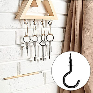 30 Pcs 3 inch Ceiling Hooks, Nickel Plated Metal Screw-in Cup Hooks, Black