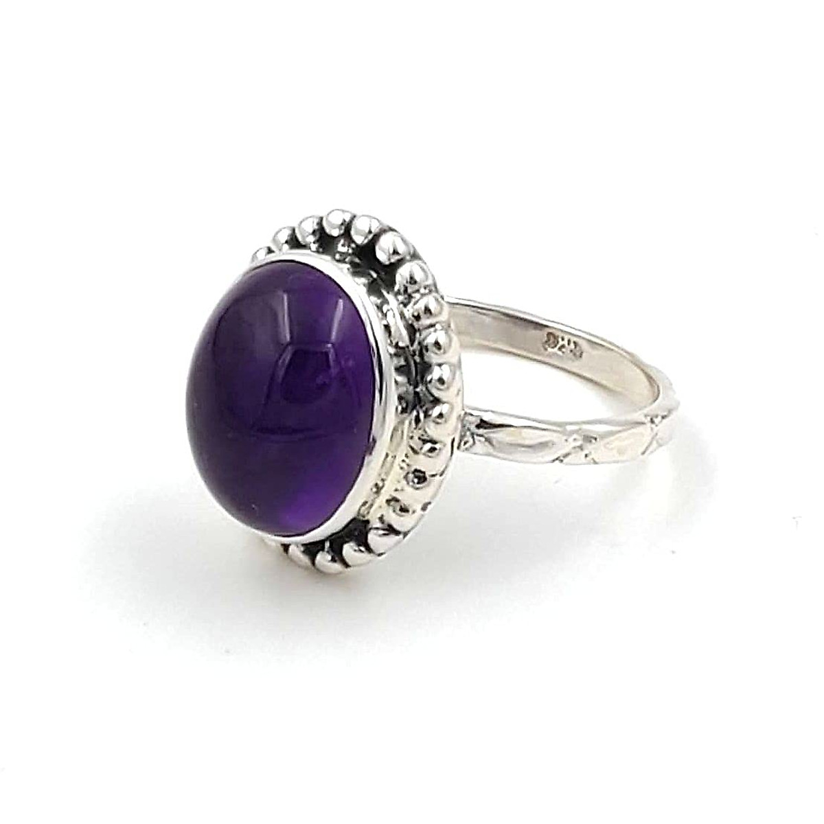 Navya Craft Amethyst Stone Silver Ring | 925 Sterling Silver Handmade Statement Promise Ring for Women | Natural Gemstone Boho Jewelry | February Birthstone | Gift for Her Birthday Anniversary