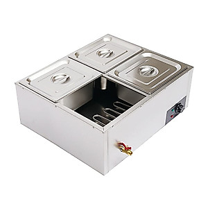 Steam Table Food Warmer 4-Pan Countertop Steam Table Buffet Warmer Temp Control Commercial Electric Bain Marie Food Warmer Large Capacity for Restaurants, Catering 850W 10.6Qt/Pan