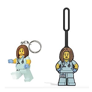 LEGO Nurse Keychain Light and Silicone Bag Tag Bundle
