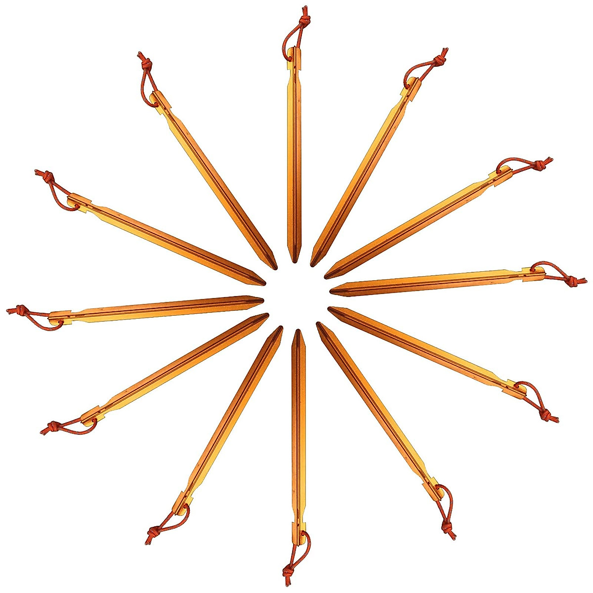 12 Pack Tent Stakes, 7075 Ground Metal Camping Aluminum Tent Pegs, Lightweight Tent Stakes Heavy Duty Spikes Camping Accessories, Orange