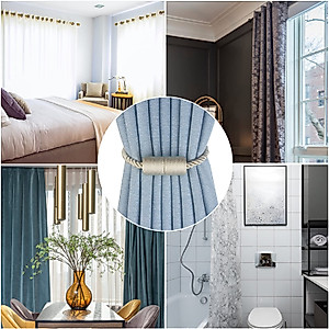 Hangtty Magnetic Curtain Tiebacks 2 Pack Beige Curtain Rope Tieback Curtain Holders for Drapes Modern Tie Backs Decorative Curtain Holdbacks