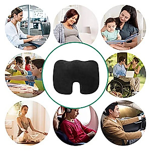 AROVAXCXP Seat Cushion for Office Chair Car Memory Foam Hip Cushions Comfort Butt Pad for Relief Pressure in Office and Driving Ergonomic Cushion for Wheelchair Travel Airplane and Firm Sitting Black