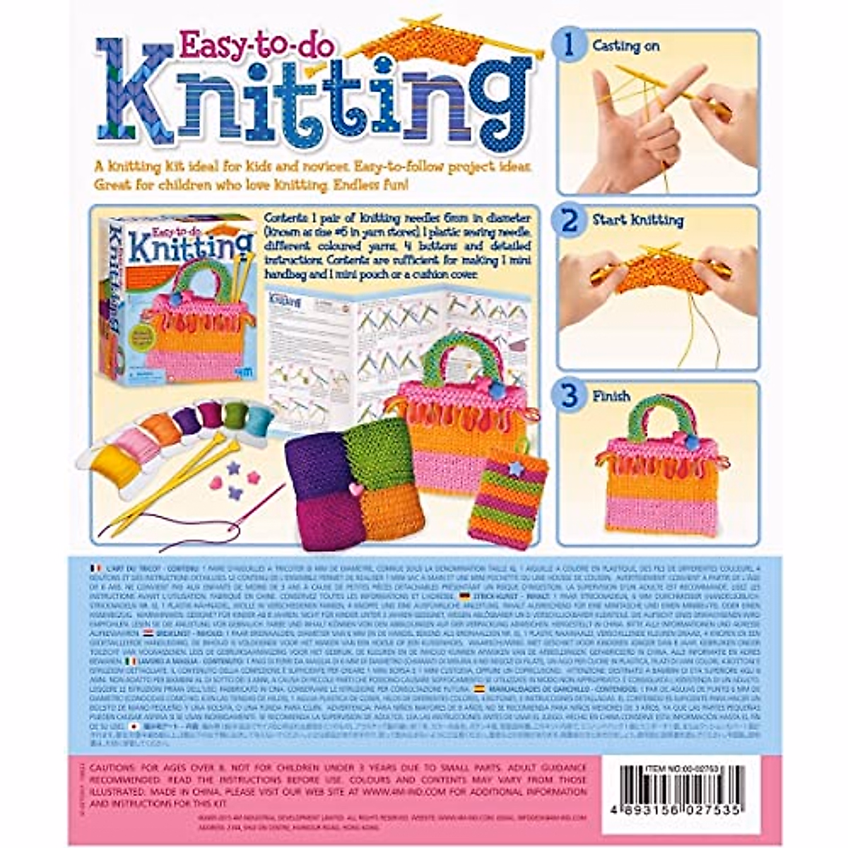 4M Easy-to-do Knitting Art Kit (3593), white pink