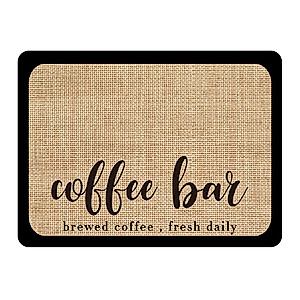 AOKQYA Coffee Maker Mat for Kitchen Counter Protector Rubber Padded Absorbent Dish Drying Mat (Coffee Bar, 12x16 in)