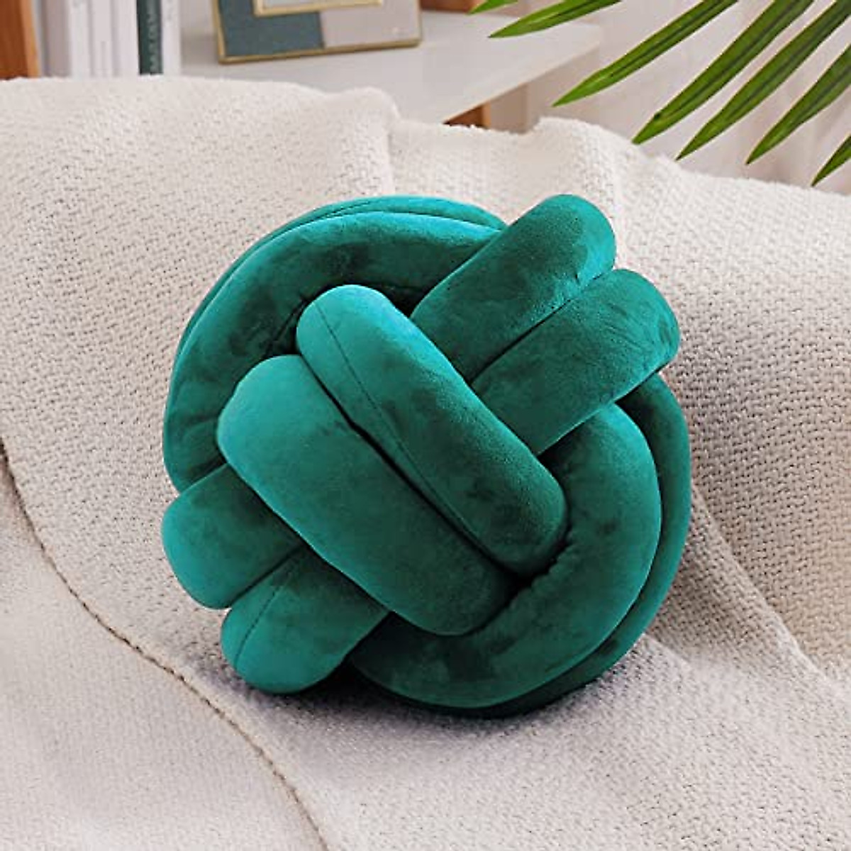 LMRENCE Soft Knot Ball Decorative Pillow，Circle Throw Pillows Aesthetic (Green，Medium，10.6inches) for Bed，Cushion Home Plush Handmade Pillow for Bedroom Sofa Chair Children Play Knot Ball Toys