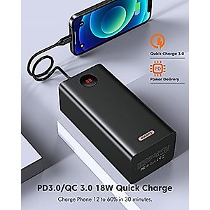 ROMOSS 60000mAh High Capacity Power Bank, 22.5W Max PD 3.0 Fast Charging Portable USB C Battery Packs with 4 Outputs & 3 Inputs & LCD Display, Rechargeable Battery Bank for iPhone and Outdoors Camping
