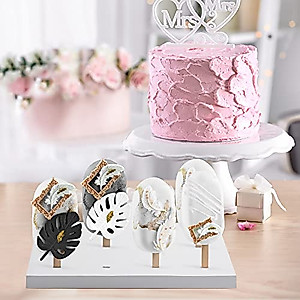 2 Pcs Cakesicle Stand Display 12 Count Candy Sticks Wooden Holder Rectangle Rustic Cake Stands for Dessert Table Ice Cream Lollipop Holder for Wedding Baby Shower Birthday Party(White)
