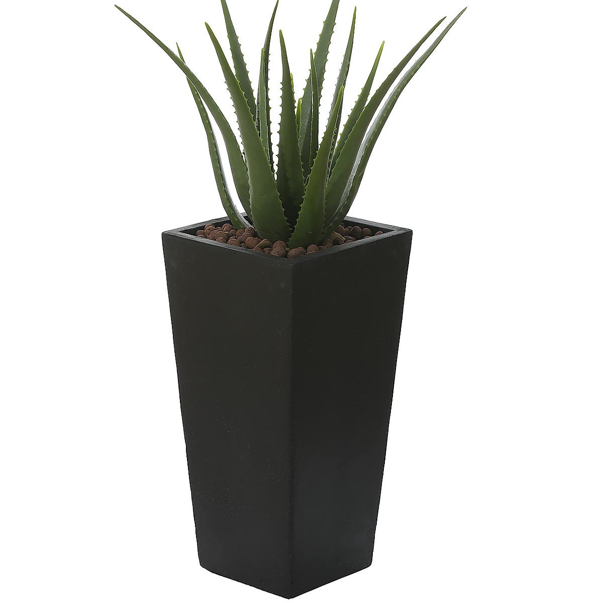 LuxenHome Tall Planters for Indoor Plants, Tapered Black Planters for Outdoor Plants, 18.5" Plant Pots Outdoor/Indoor, Large Flower Planter Pot, Rectangular Planter Garden Pots, Macetas para Plantas