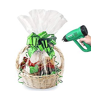 Morepack Shrink Wrap Basket Bags,10 Pieces 18x22 Inches Clear PVC Shrink Wrap Bags for Gift Basket
