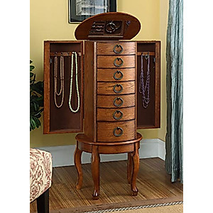 Powell Burnished Oak Jewelry Armoire