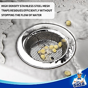 MR.SIGA Kitchen Sink Strainer, Stainless Steel Sink Drain Strainer, Dishwasher Safe, Outer Diameter4.4 inch/11.2cm, Inner Diameter 3 inch/7.6cm, Pack of 3