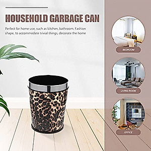 GLEAVI Stainless Steel Ring Trash Can Leopard Print Kitchen Waste Bin Container Garbage Can Waste Bucket Basket for Bathroom