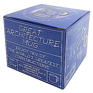 The Unemployed Philosophers Guild Architecture Coffee Mug - Architectural Drawings of Famous Buildings - from Classic to Classical - Comes in a Fun Gift Box