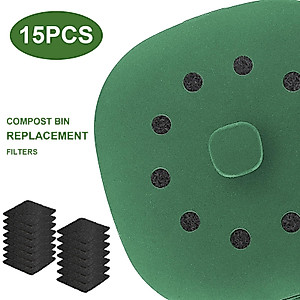 15 Pack Trash Can Odor Filter Refills for Trash Can and Compost Bin, Activated Charcoal Deodorizer Sheets for Indoor Kitchen Compost Bucket Countertop and Recycle Bin, Square 3.9 Inch