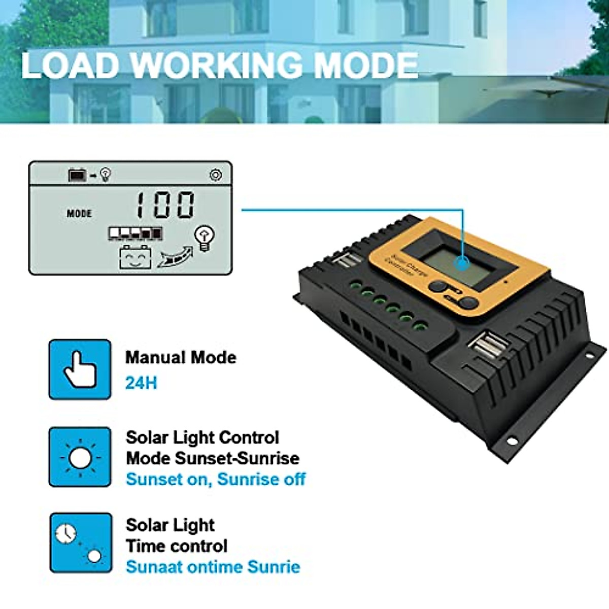 SOGTICPS 40A Charge Controller, PWM Solar Intelligent Controller Fit for Max 1920W Solar Power 12V 24V 36V 48V Lithium/AGM/Gel/Flooded Battery