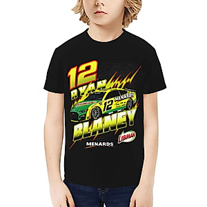 ASFRSH Ryan Blaney 12 Shirt for Teen Girl & Boy Printing Short Sleeve Tee Athletic Classic Shirt Crewneck T-Shirt