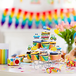 Gyufise 36Pcs Transportation Cupcake Toppers Car Truck Train Airplane Ship Party Cake Toppers Picks for Kids Birthday Baby Shower Party Decorations Supplies