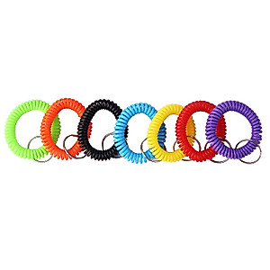 Arroyner 70Pcs Colorful Stretchy Keychain Bracelet Spiral Wristband Keychain for Outdoor, Gym